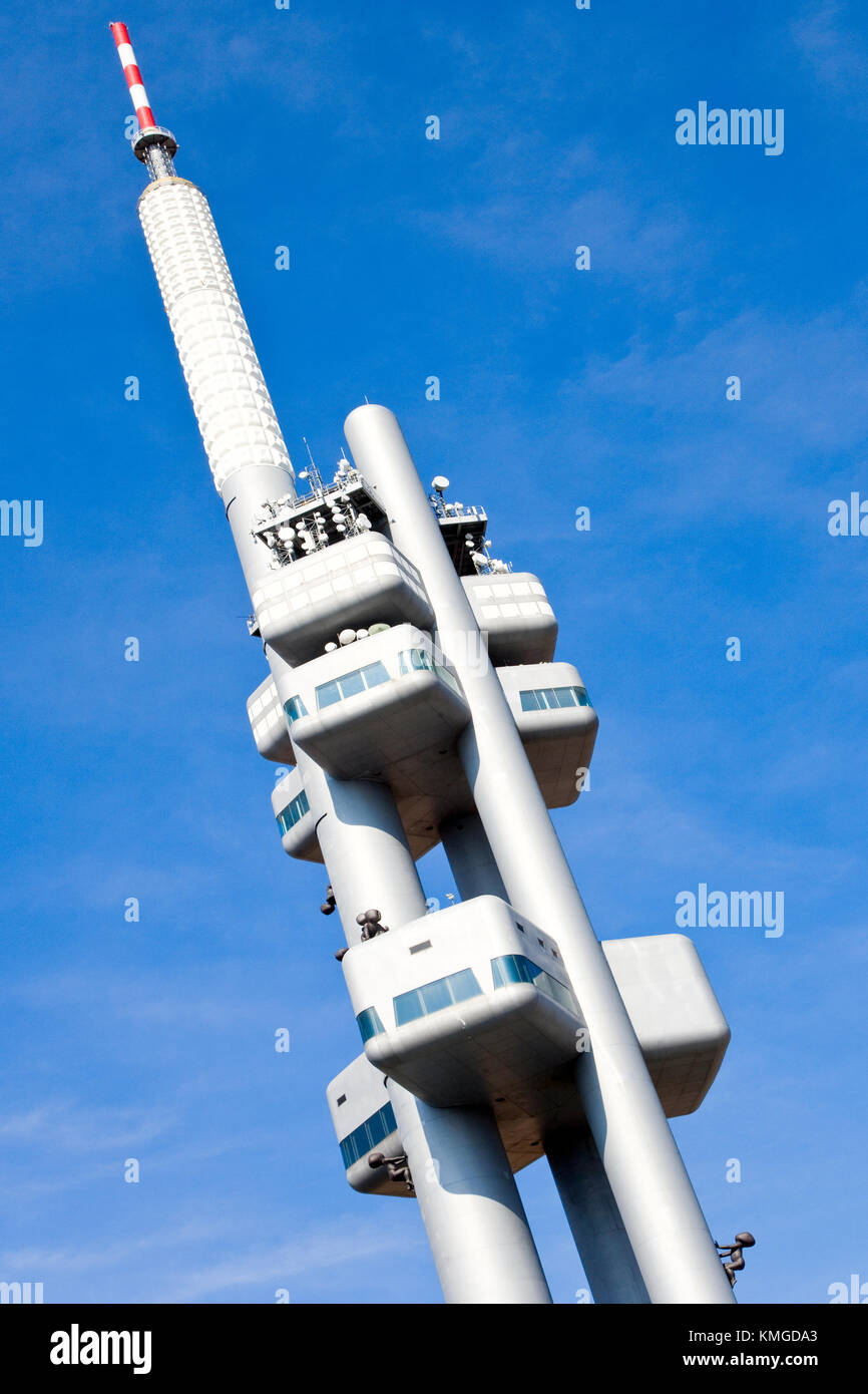 PRAGUE, CZECH REPUBLIC - SEPT 14, 2014: Zizkov 216 m hight television ...