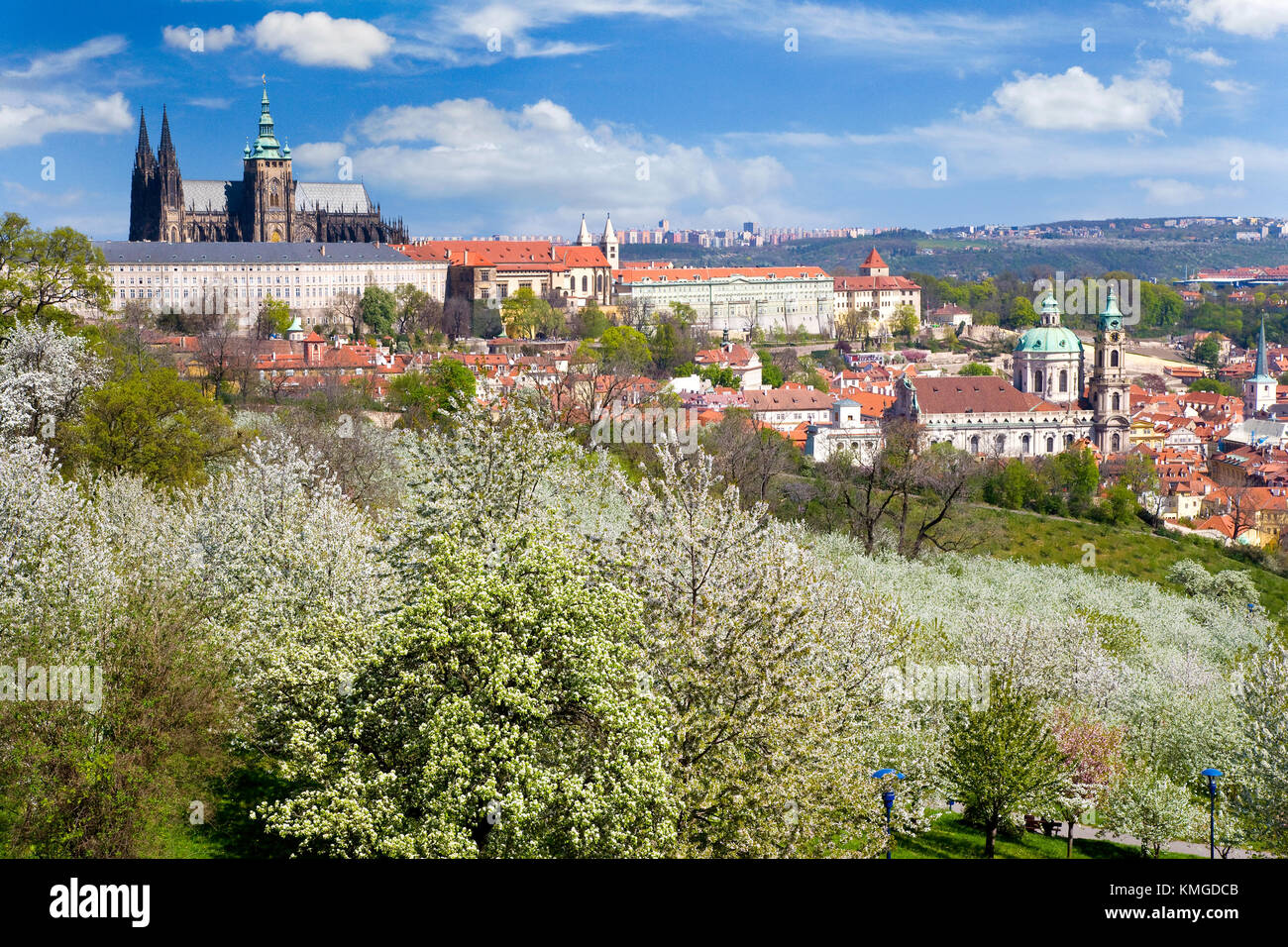spring Prague castle and Lesser town, Prague (UNESCO), Czech republic ...