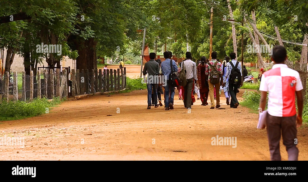 College students walking together on campus, Full length of multiethnic ...
