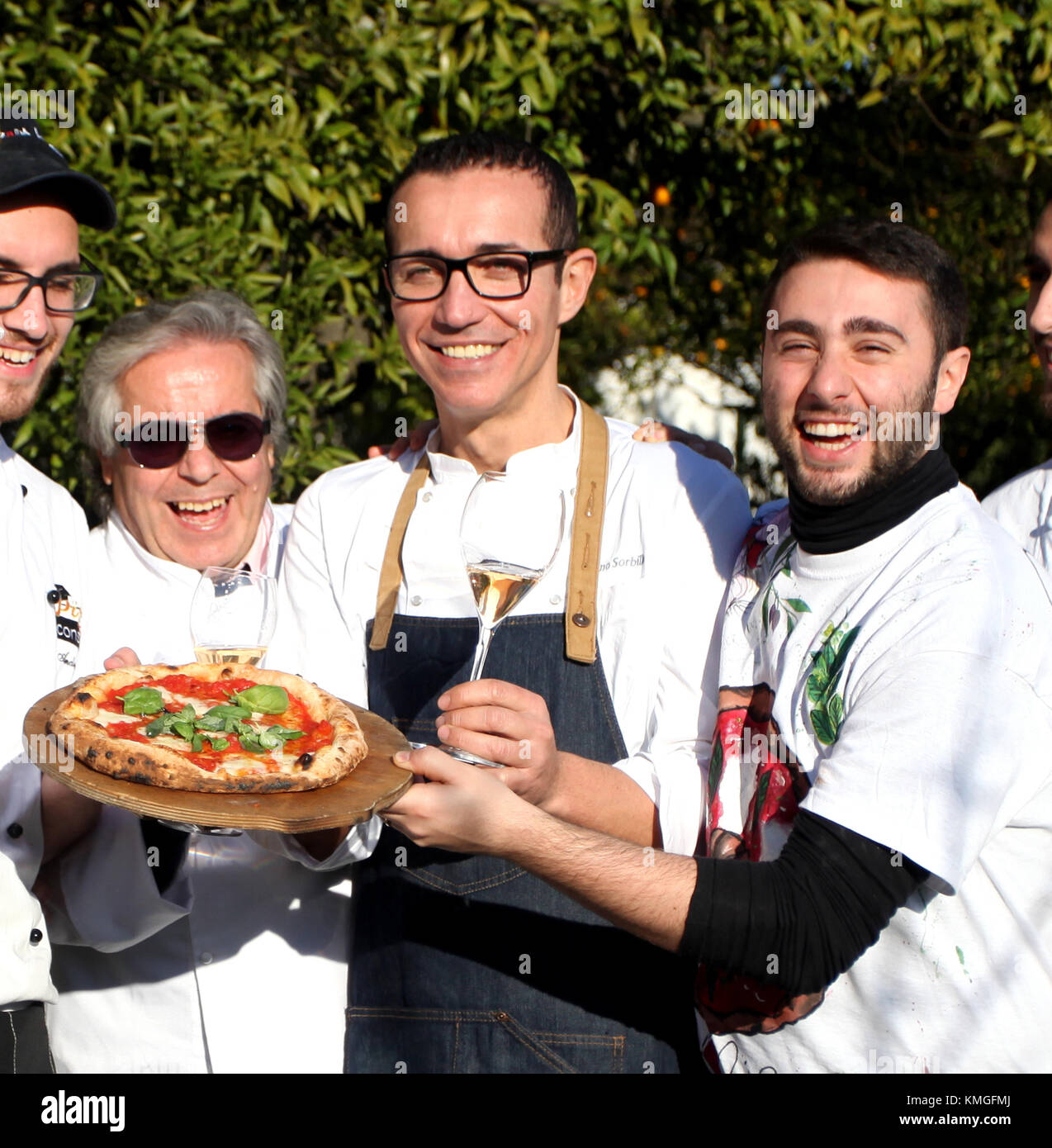 Italy, Naples 7 December 2017. 6th Dec, 2017. Group of Neapolitan pizza ...