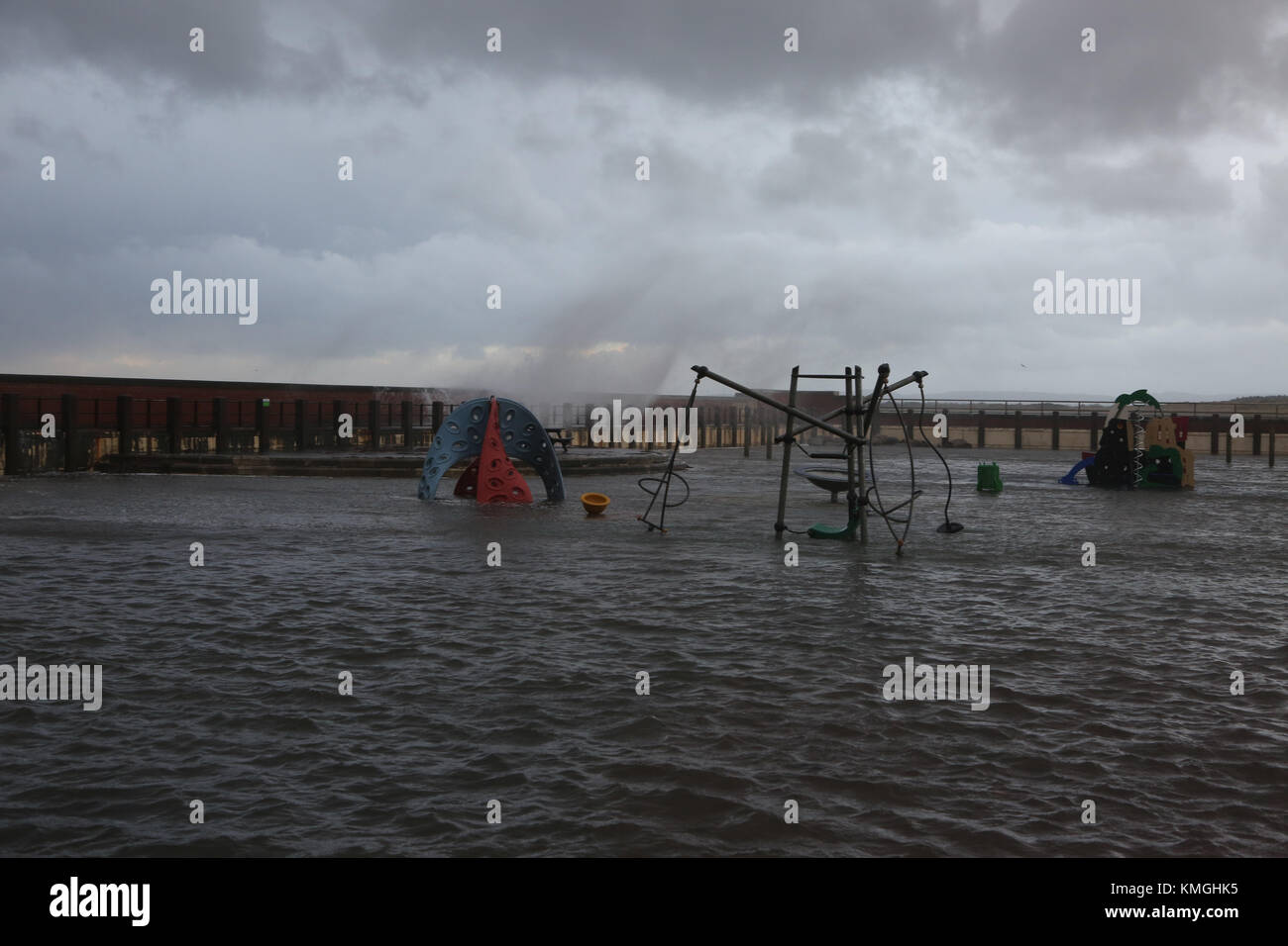 Scotland, Ayrshire, Prestwick. The former open air swimming pool which ...