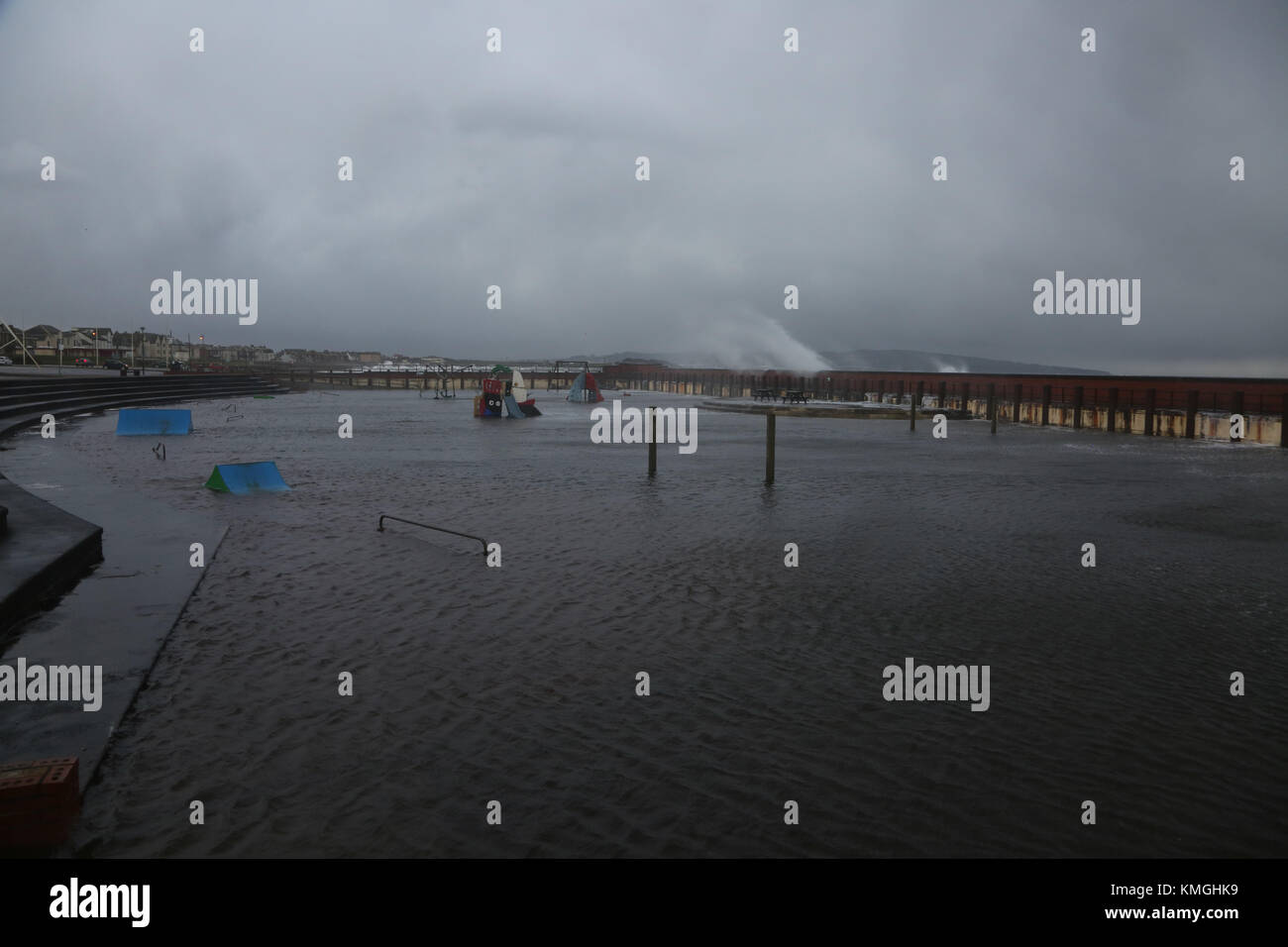 Scotland, Ayrshire, Prestwick. The former open air swimming pool which ...