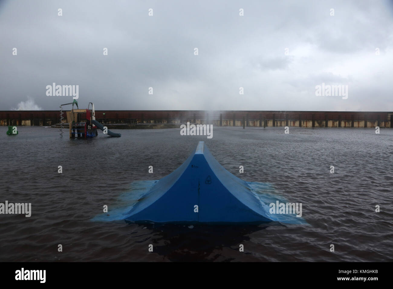 Scotland, Ayrshire, Prestwick. The former open air swimming pool which ...