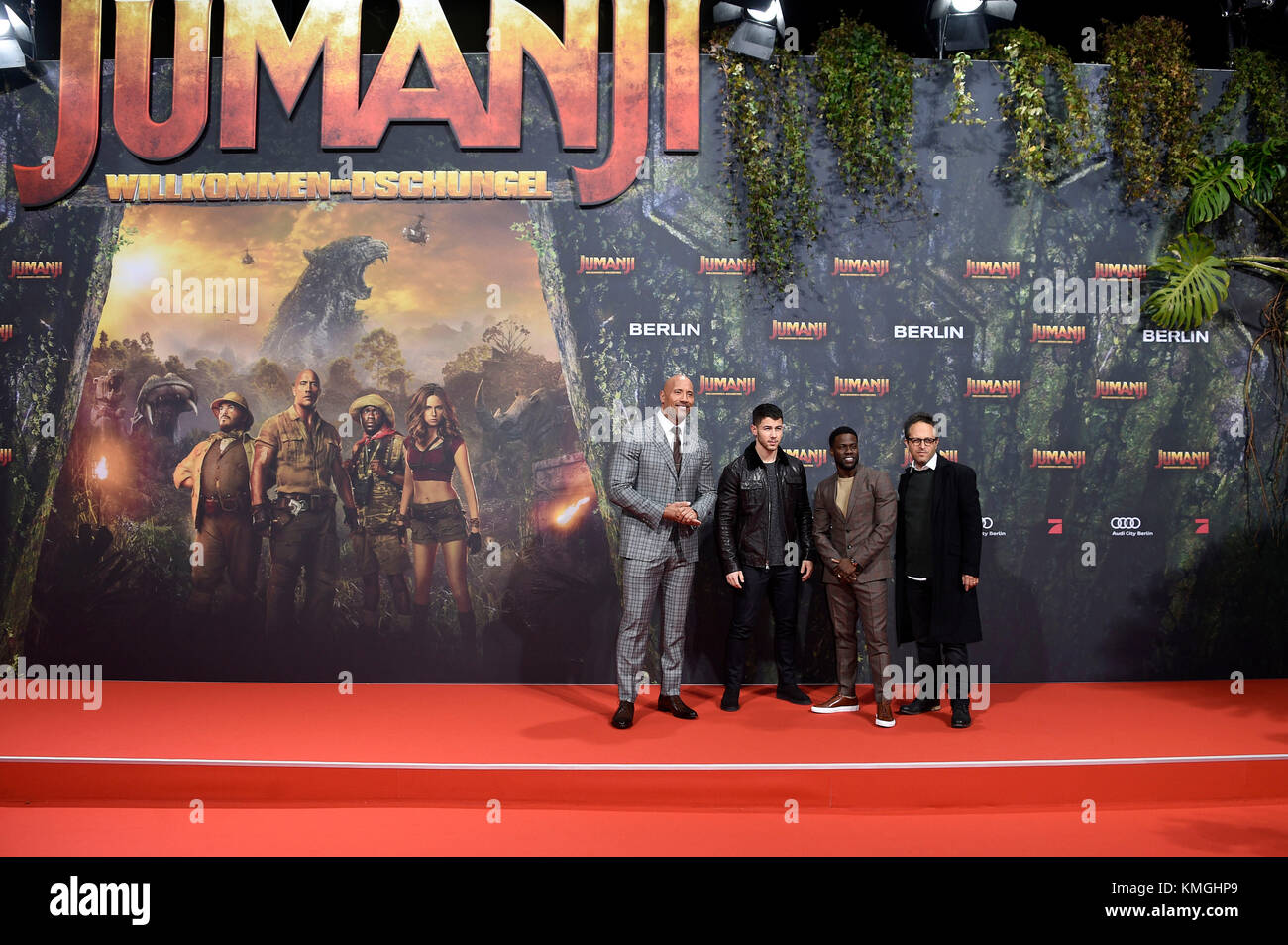 Berlin, Germany. 06th Dec, 2017. Dwayne Johnson, Nick Jonas, Kevin Hart ...