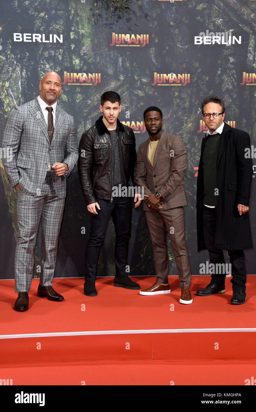 Berlin, Germany. 06th Dec, 2017. Dwayne Johnson, Nick Jonas, Kevin Hart ...