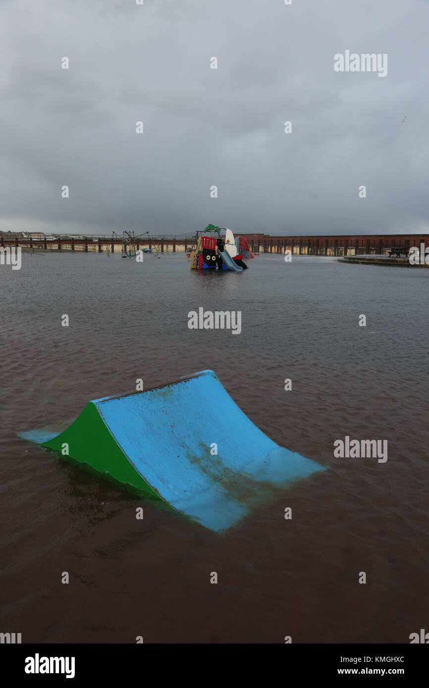 Scotland, Ayrshire, Prestwick. The former open air swimming pool which ...