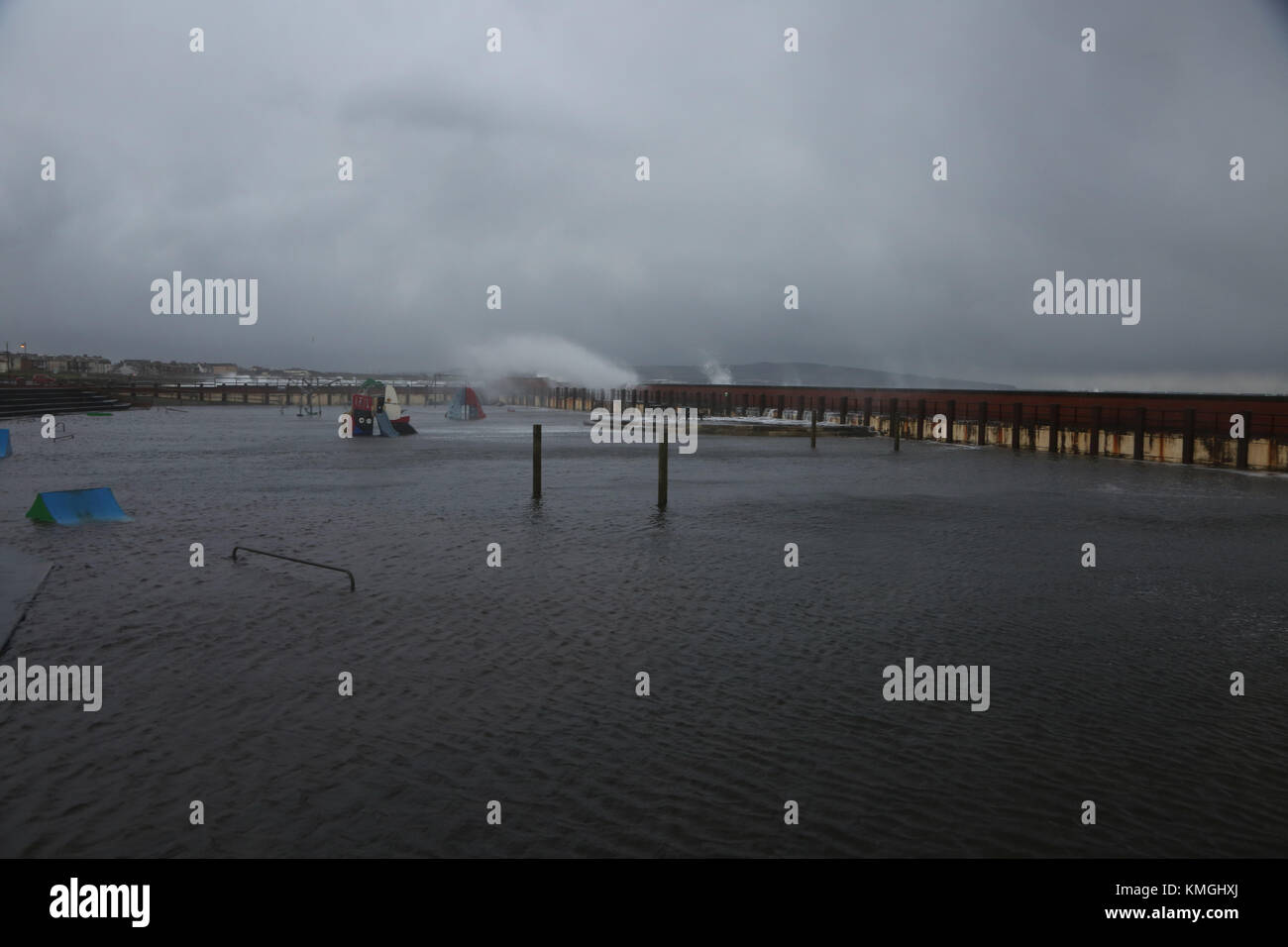 Scotland, Ayrshire, Prestwick. The former open air swimming pool which ...
