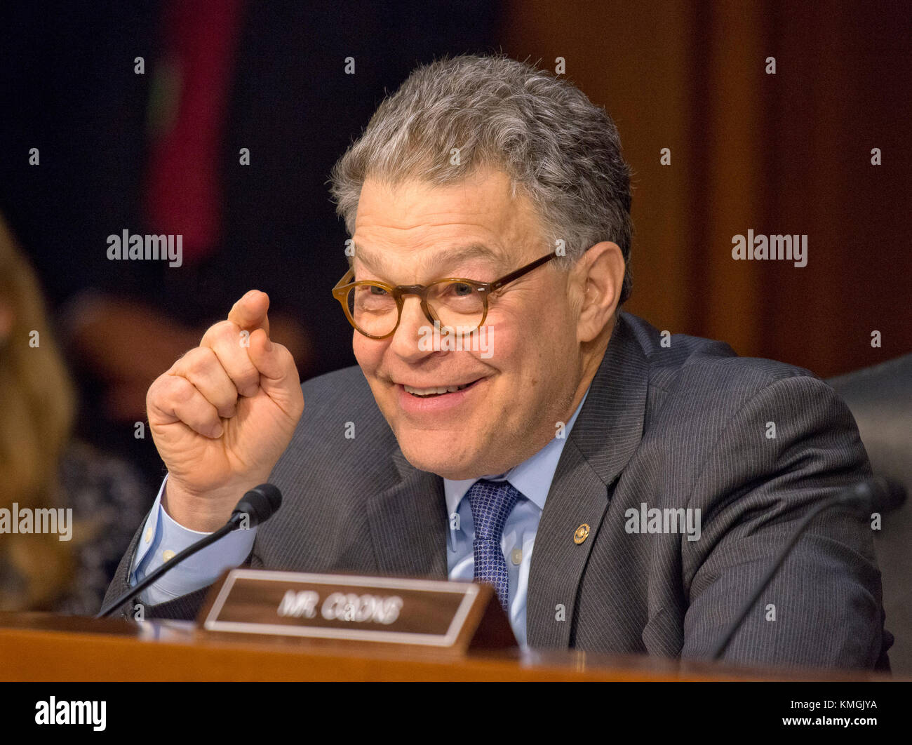 United States Senator Al Franken (Democrat of Minnesota) questions ...