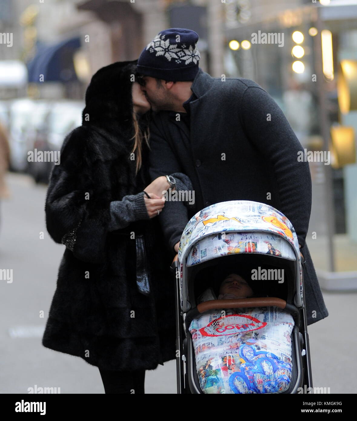 Milan, Cecilia Capriotti with boyfriend Gianluca and daughter walking ...