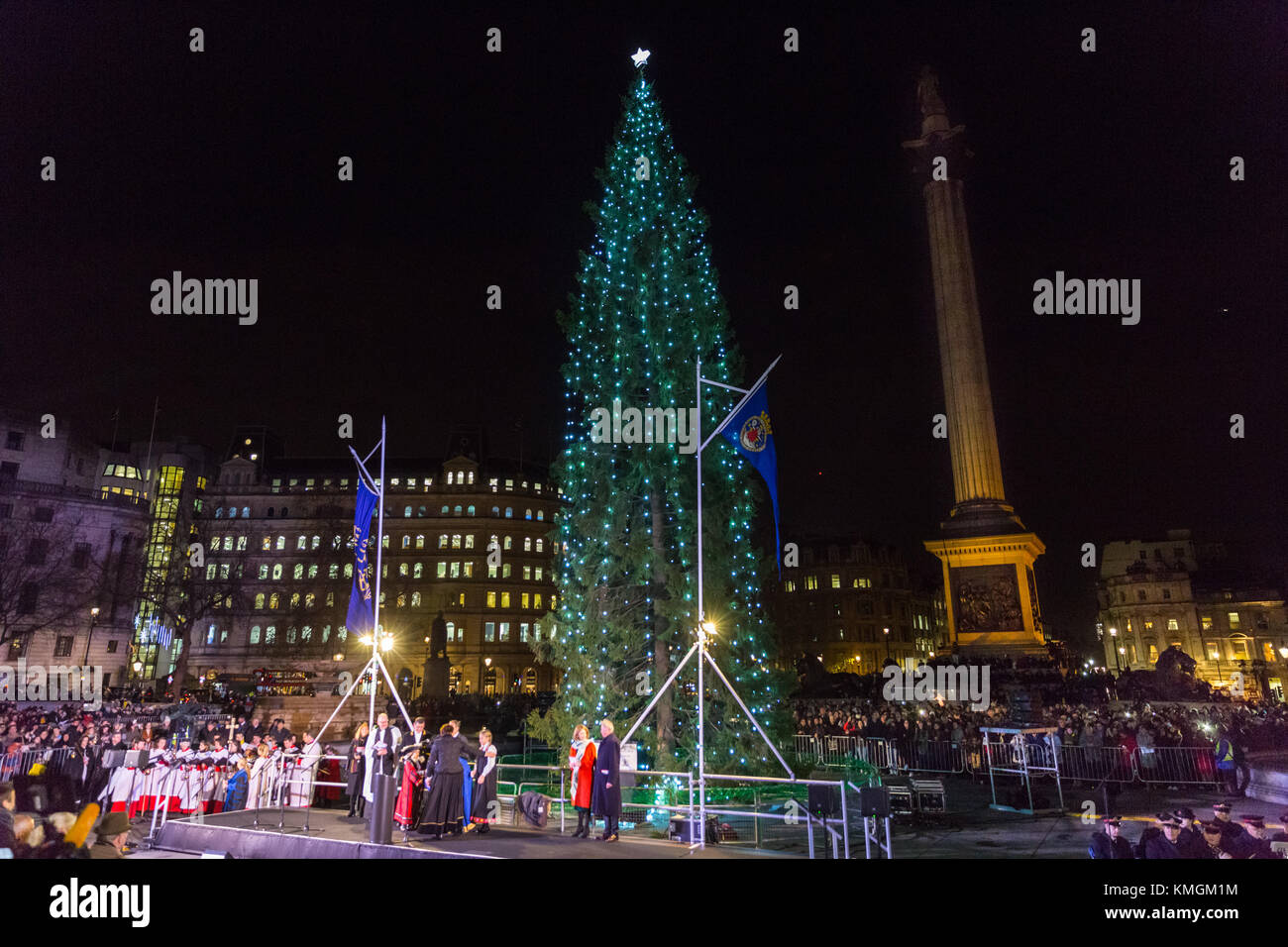 Festive christmas tree stands tall hi-res stock photography and images ...