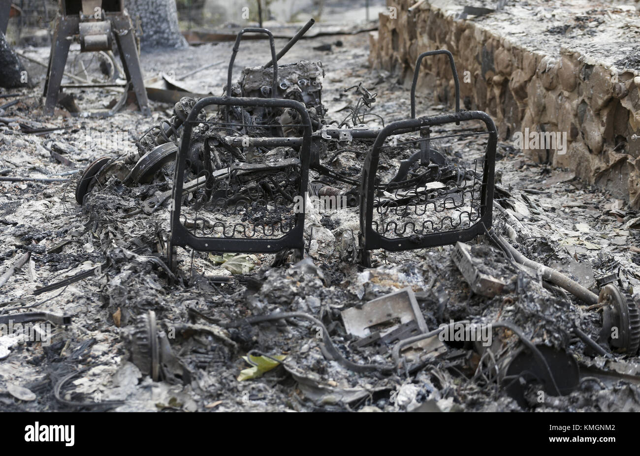 Los Angeles, California, USA. 7th Dec, 2017. The remains of a wildfire ...