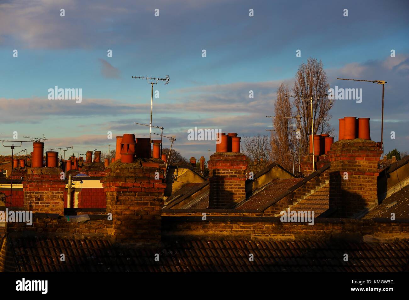 North London. London. UK 8 Dec 2017 - A view of stacks of chimneys and ...