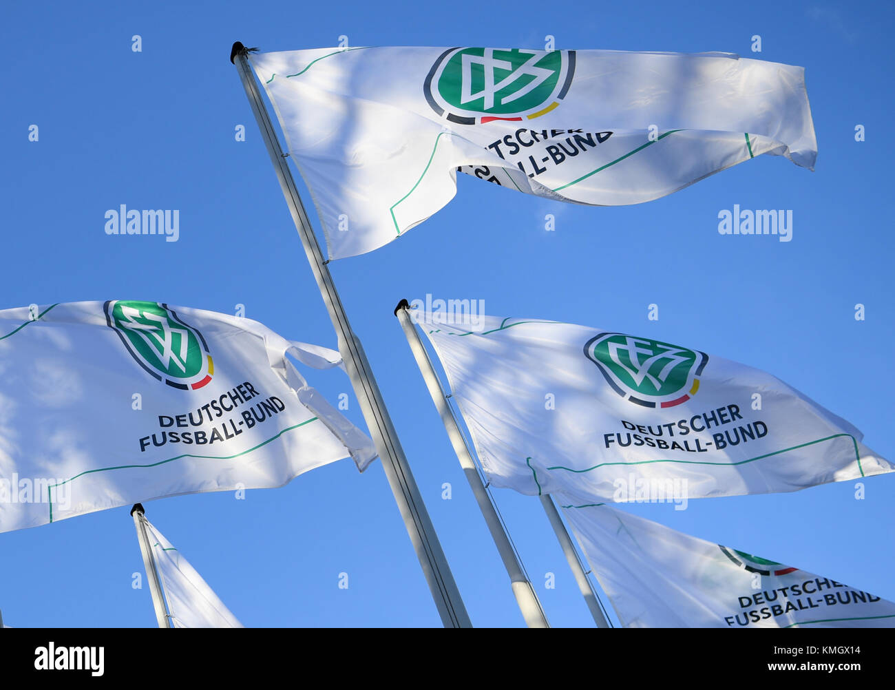 DFB flags are hoisted for the extraordinary federal conference of the ...