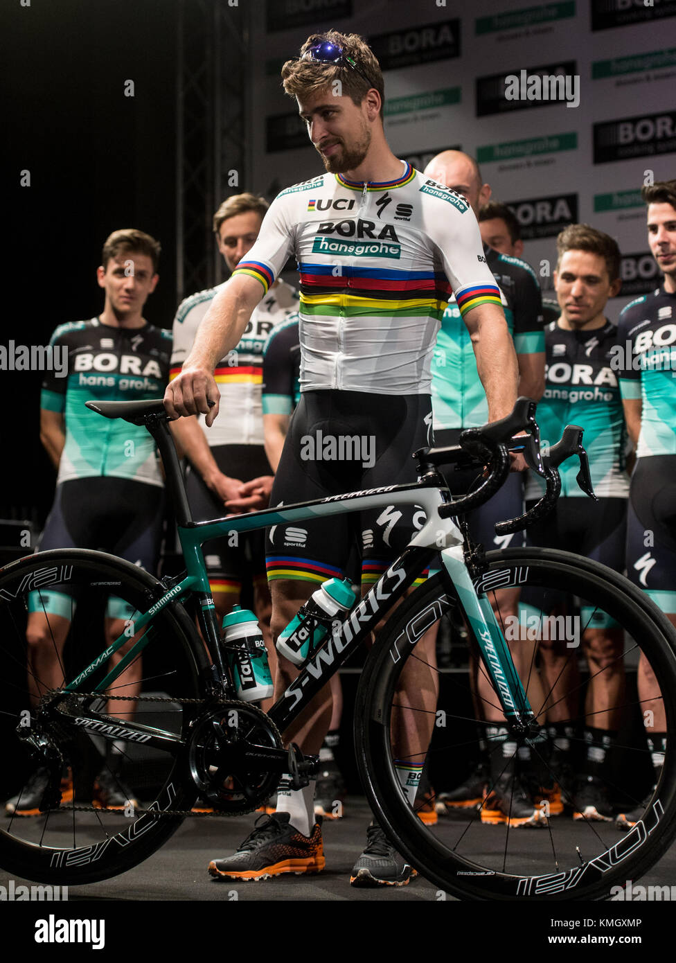 Peter Sagan of the BORA-Hansgrohe Team poses during the presentation of ...
