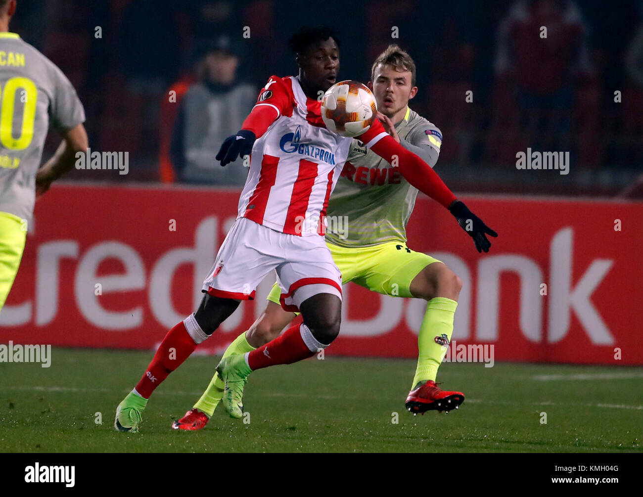 Belgrade. 7th Dec, 2017. FC Crvena Zvezda's Richmond Boakye (L) vies ...
