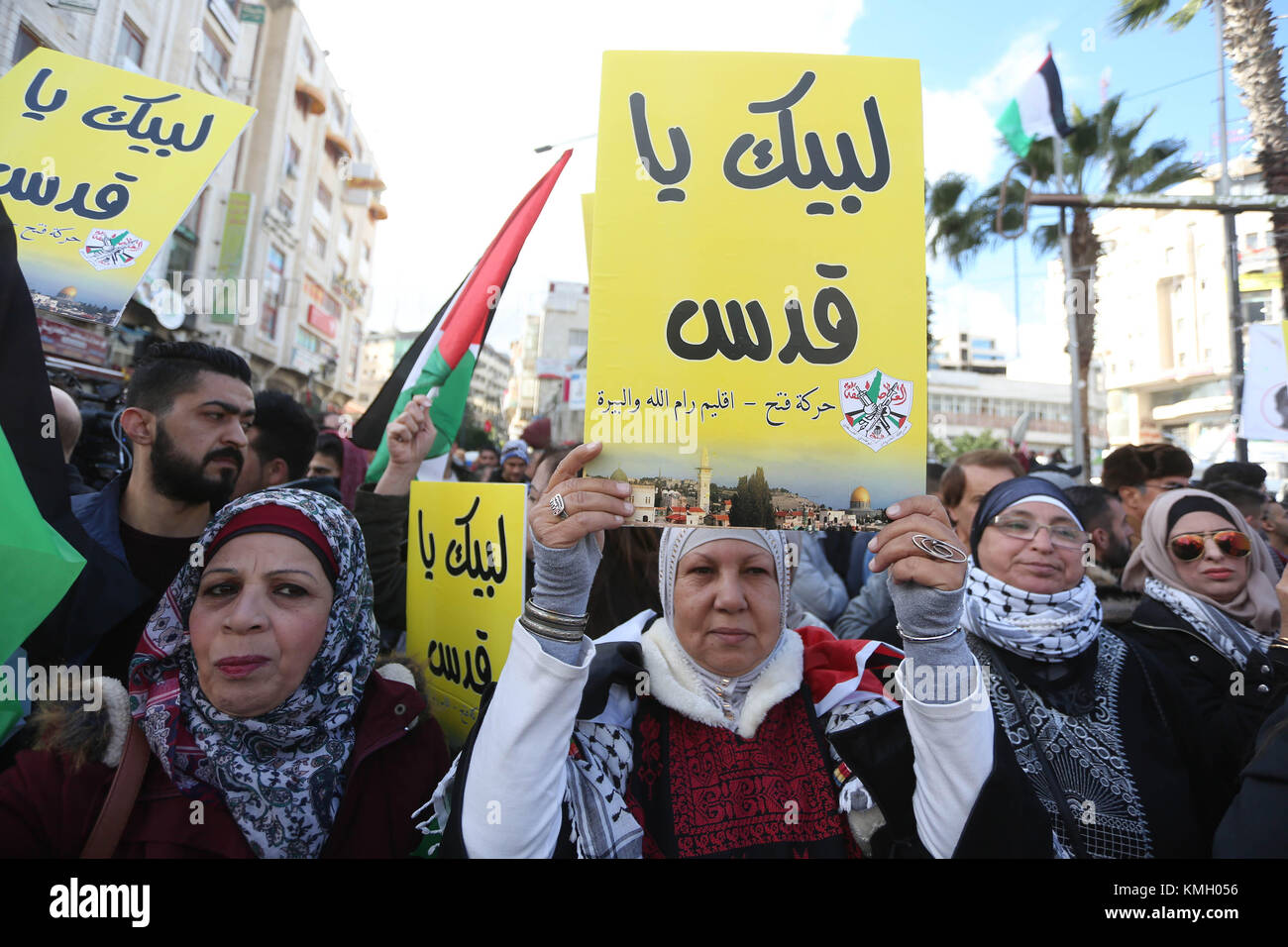 Ramallah, West Bank city of Ramallah. 7th Dec, 2017. Palestinians take ...