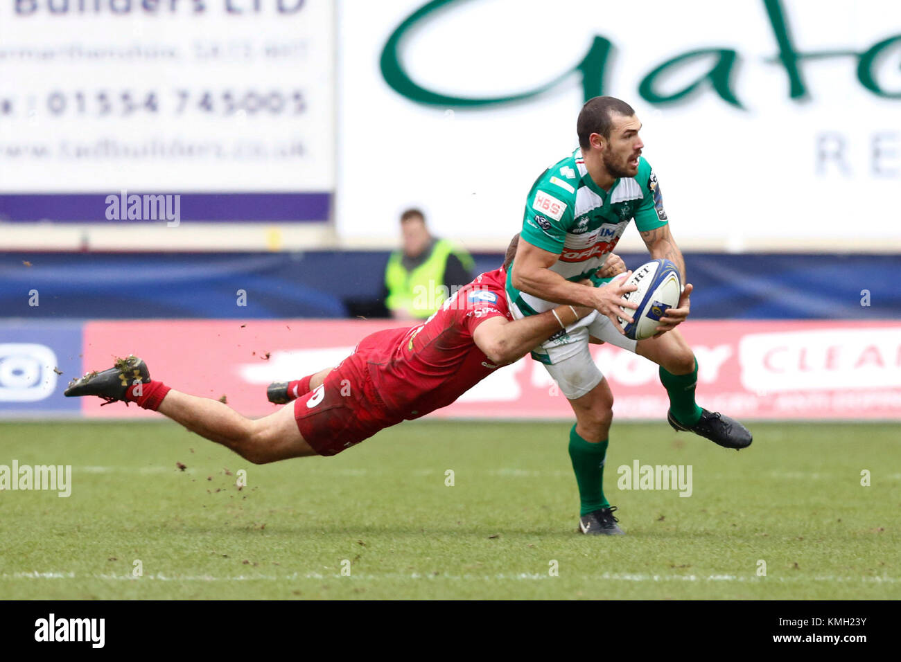 Benetton Rugby's Jayden Hayward in action against the Scarlets in a ...