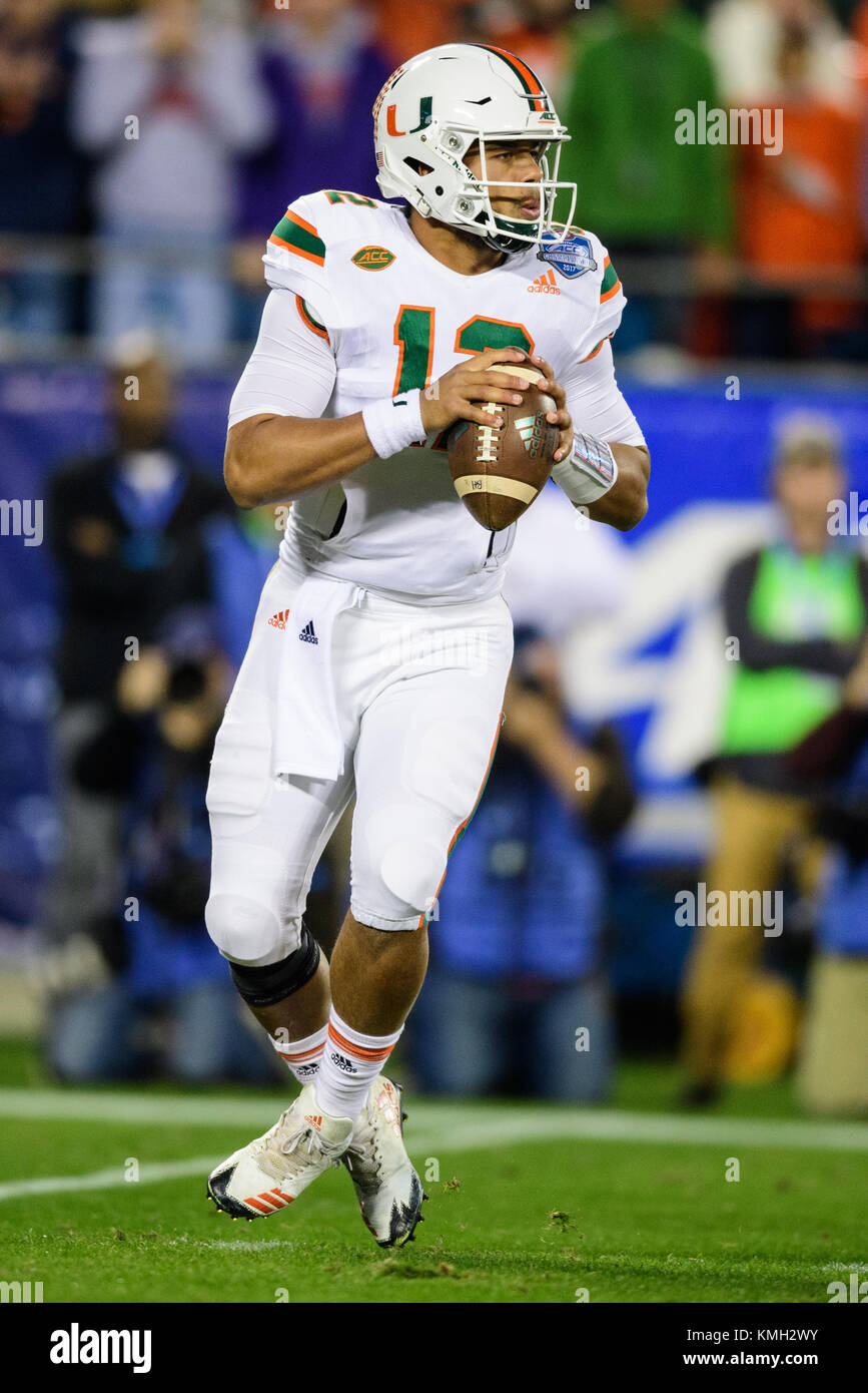 Miami quarterback Malik Rosier (12) during the ACC College Football ...
