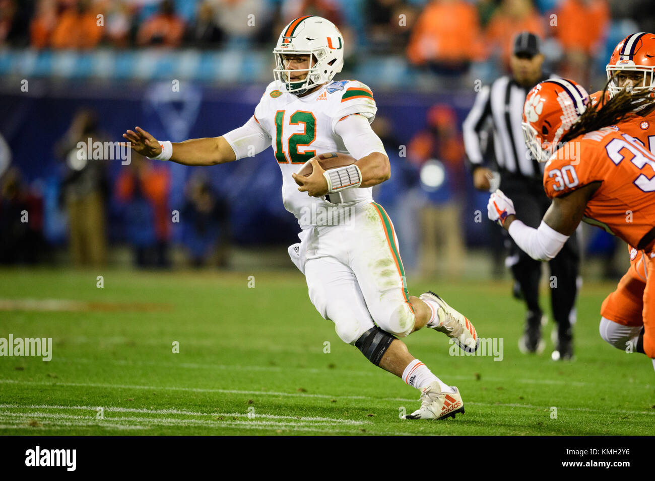 Miami quarterback Malik Rosier (12) during the ACC College Football ...