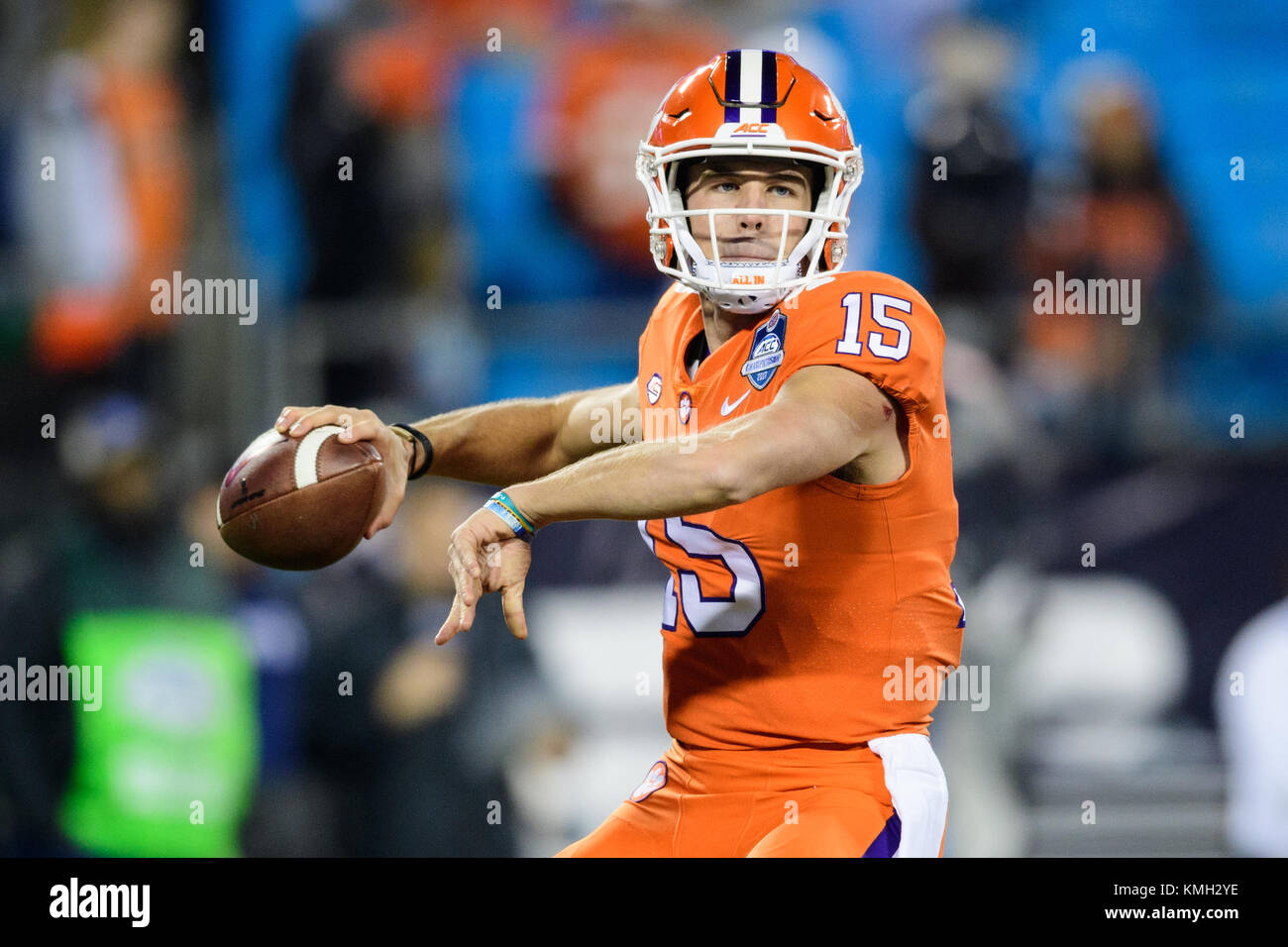 Clemson quarterback Hunter Johnson (15) during the ACC College Football ...