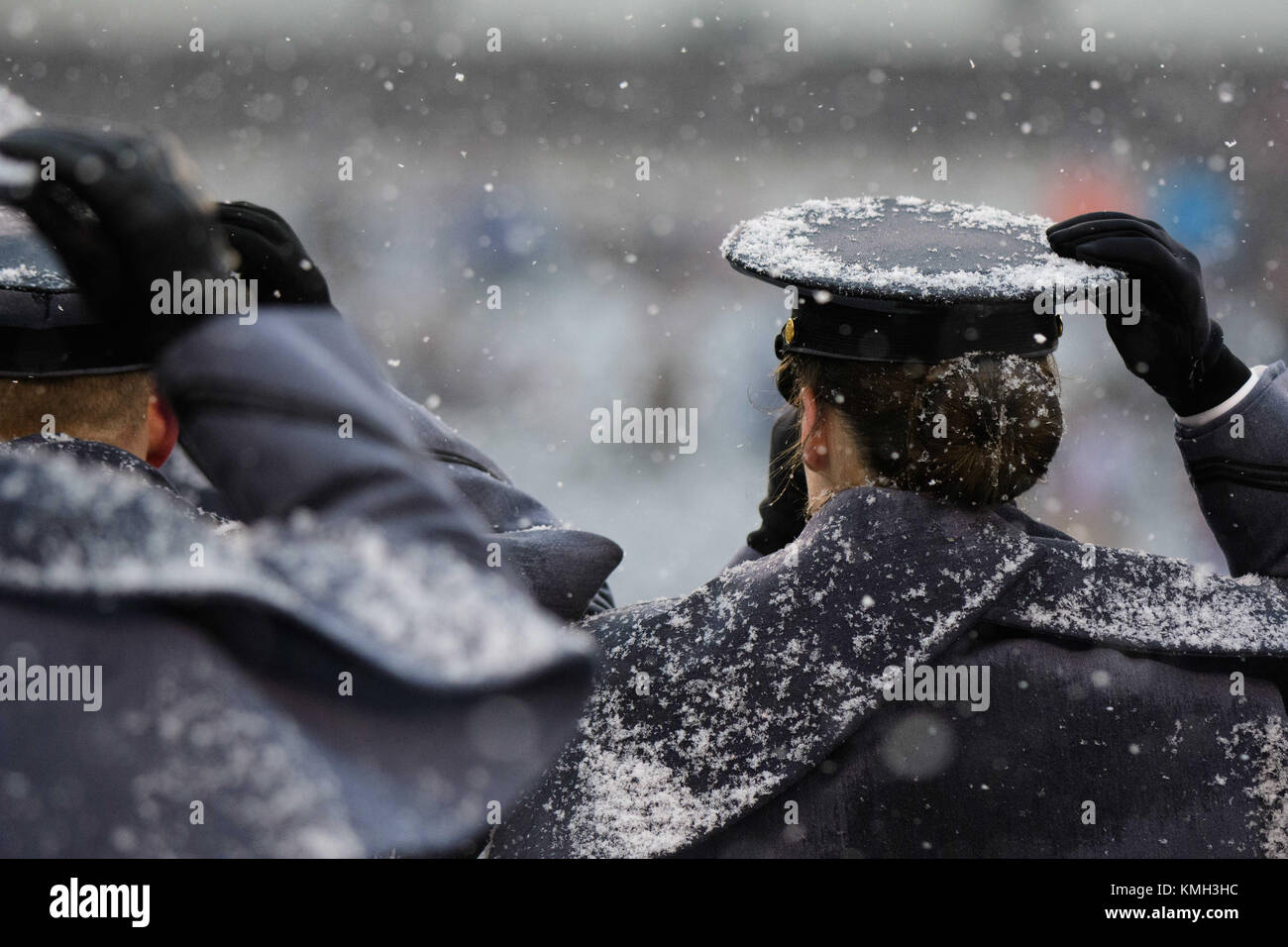 Philadelphia, PA, USA. 09th Dec, 2017. A female West Point Cadet holds ...