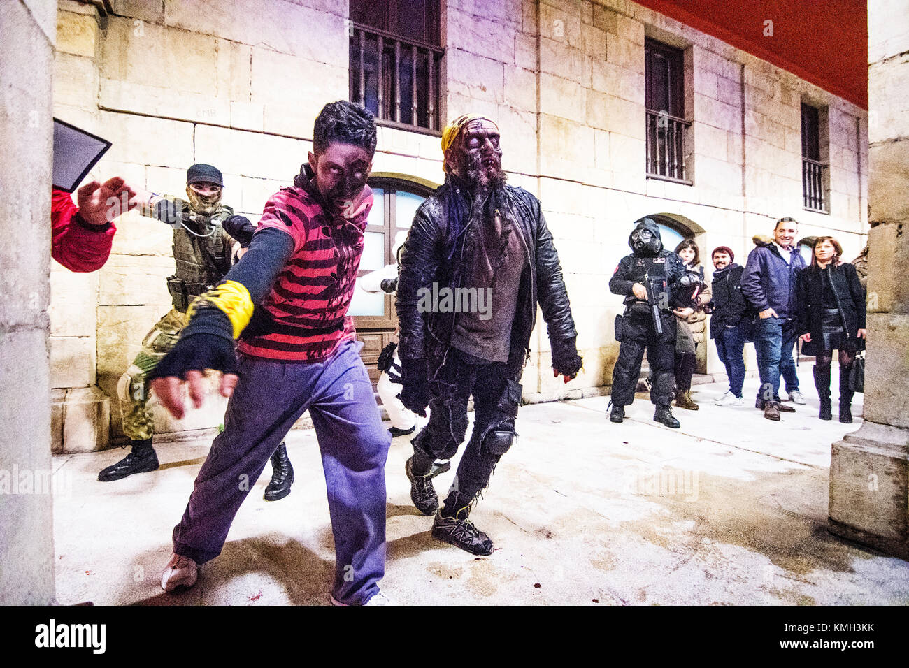 Aviles, Spain. 9th December, 2017. Zombies at the strret during the ...