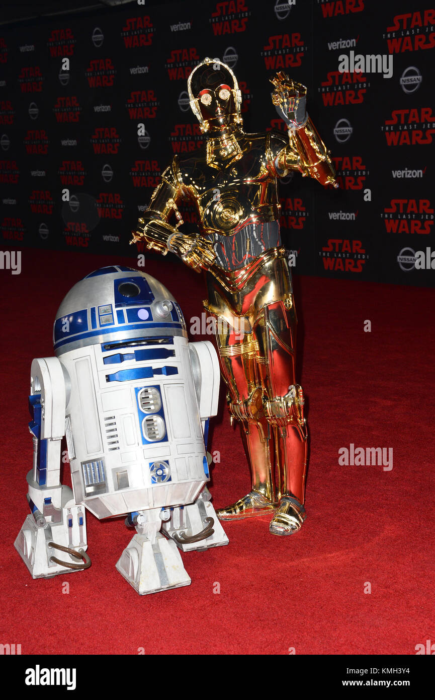 LOS ANGELES, CA. December 09, 2017: R2-D2 & C-3PO at the world premiere ...