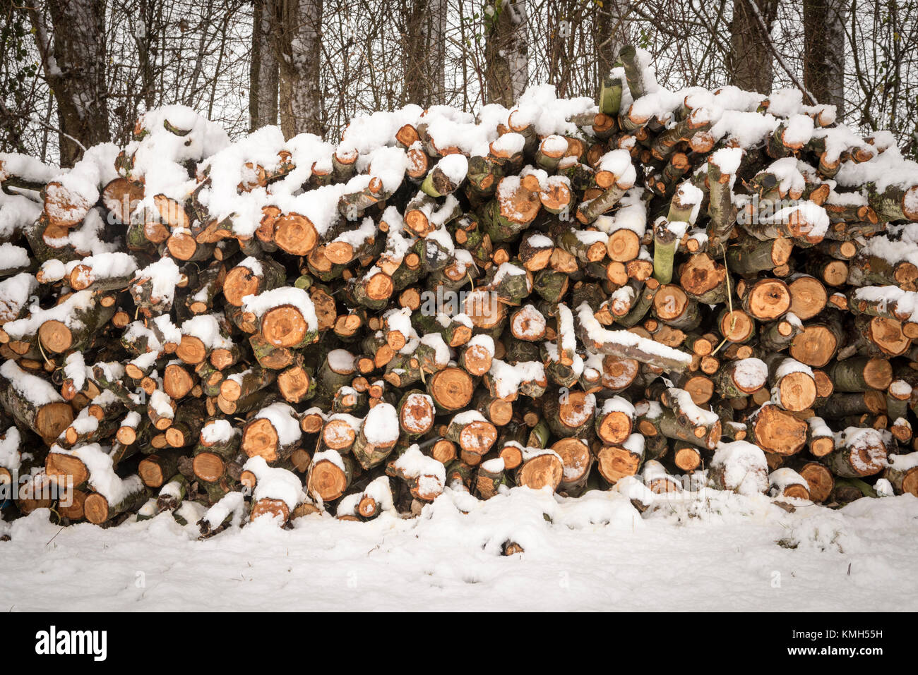 Willingham, Cambridgeshire UK 10th December 2017. Snow covers a pile of ...