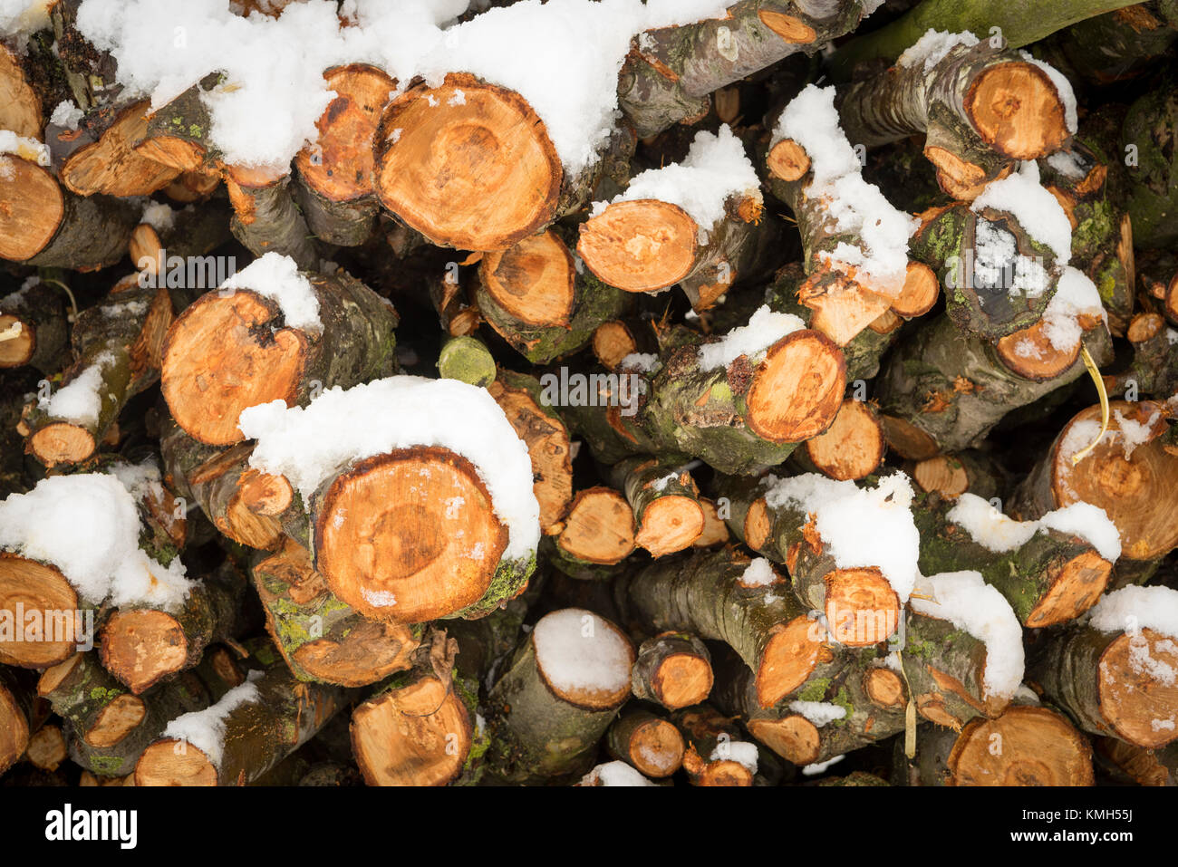 Willingham, Cambridgeshire UK 10th December 2017. Snow covers a pile of ...