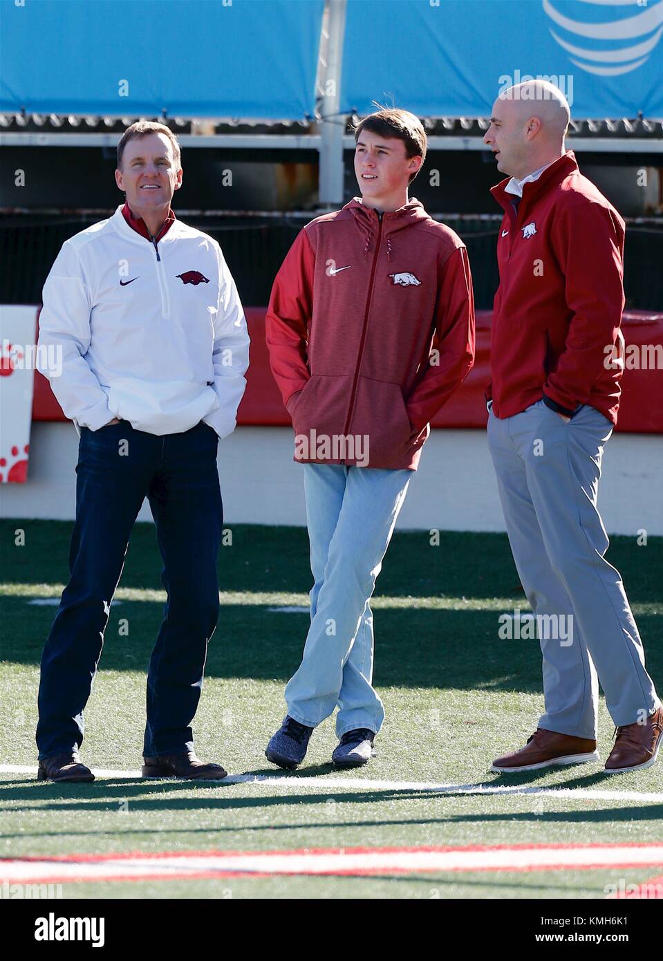 Watch The Game. 9th Dec, 2017. Arkansas Head Coach Chad Morris his son ...