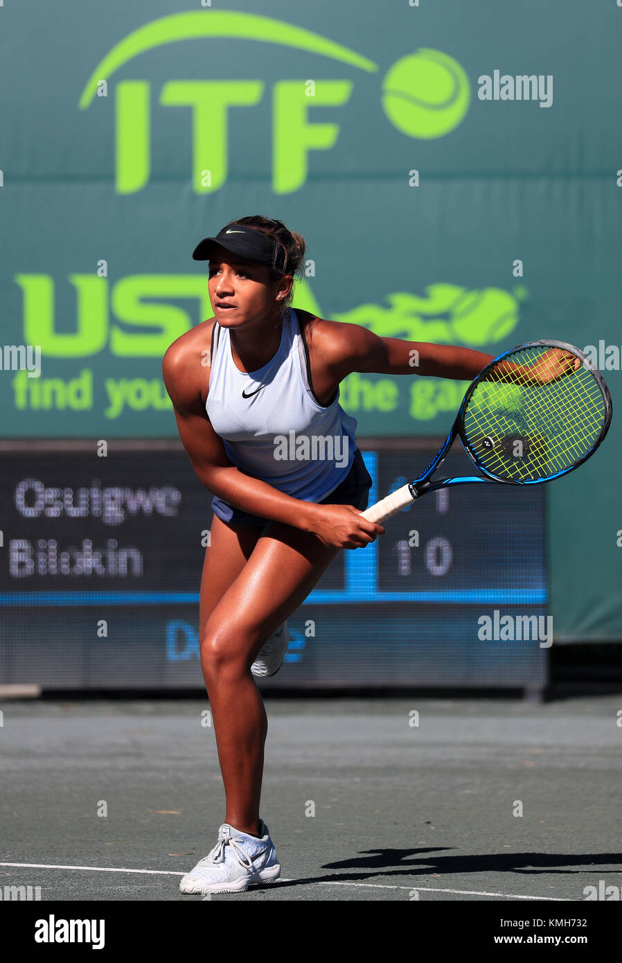 Plantation, Florida, USA. 10th Dec, 2017. Whitney OSUIGWE (USA) serves ...