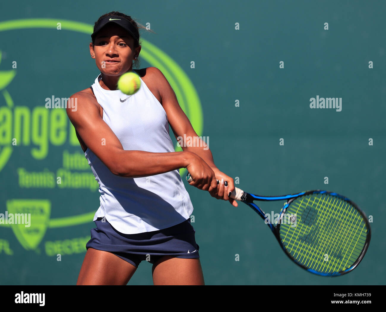 Plantation, Florida, USA. 10th Dec, 2017. Whitney OSUIGWE (USA) serves ...