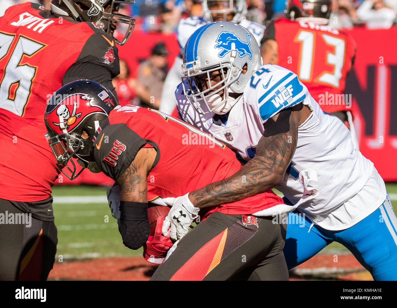 December 10, 2017 - Detroit Lions cornerback Nevin Lawson (24) tackles ...