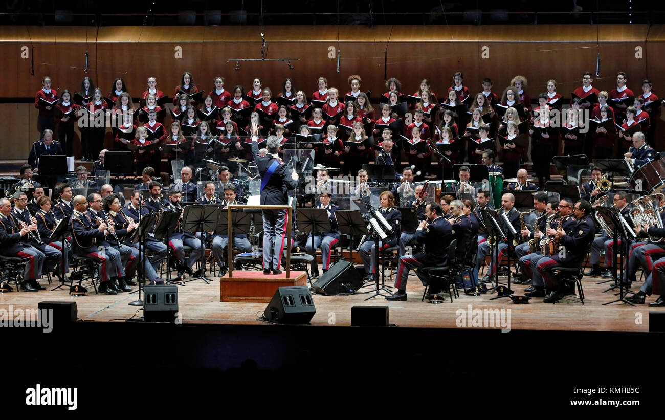 Rome, Italy - 11 December 2017: the State Police Band performs on the ...