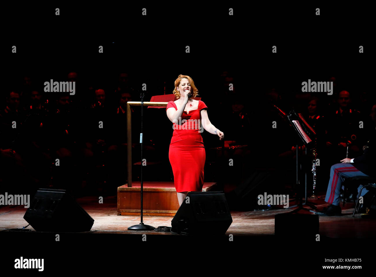 Rome, Italy - 11 December 2017: the singer Noemi performs on the stage ...