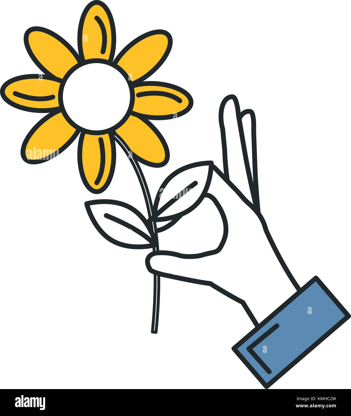 hand with beautiful flower vector illustration design Stock Vector ...