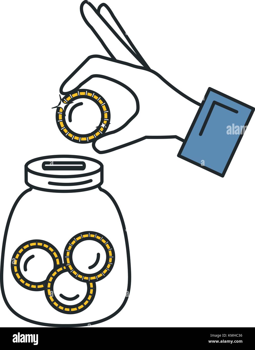 hand saver with glass jar and coins money vector illustration design ...
