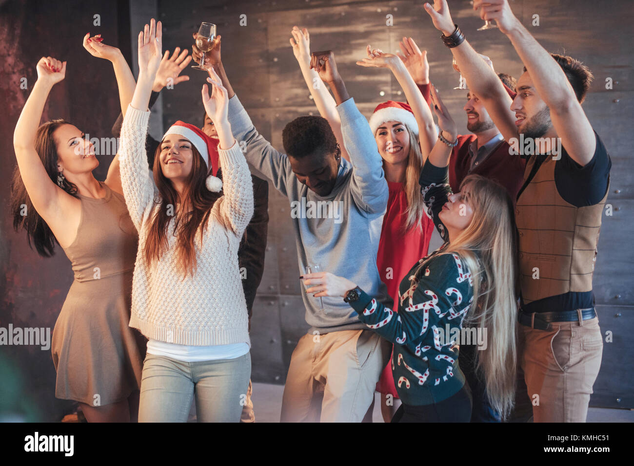 Group men christmas party hat hi-res stock photography and images - Alamy