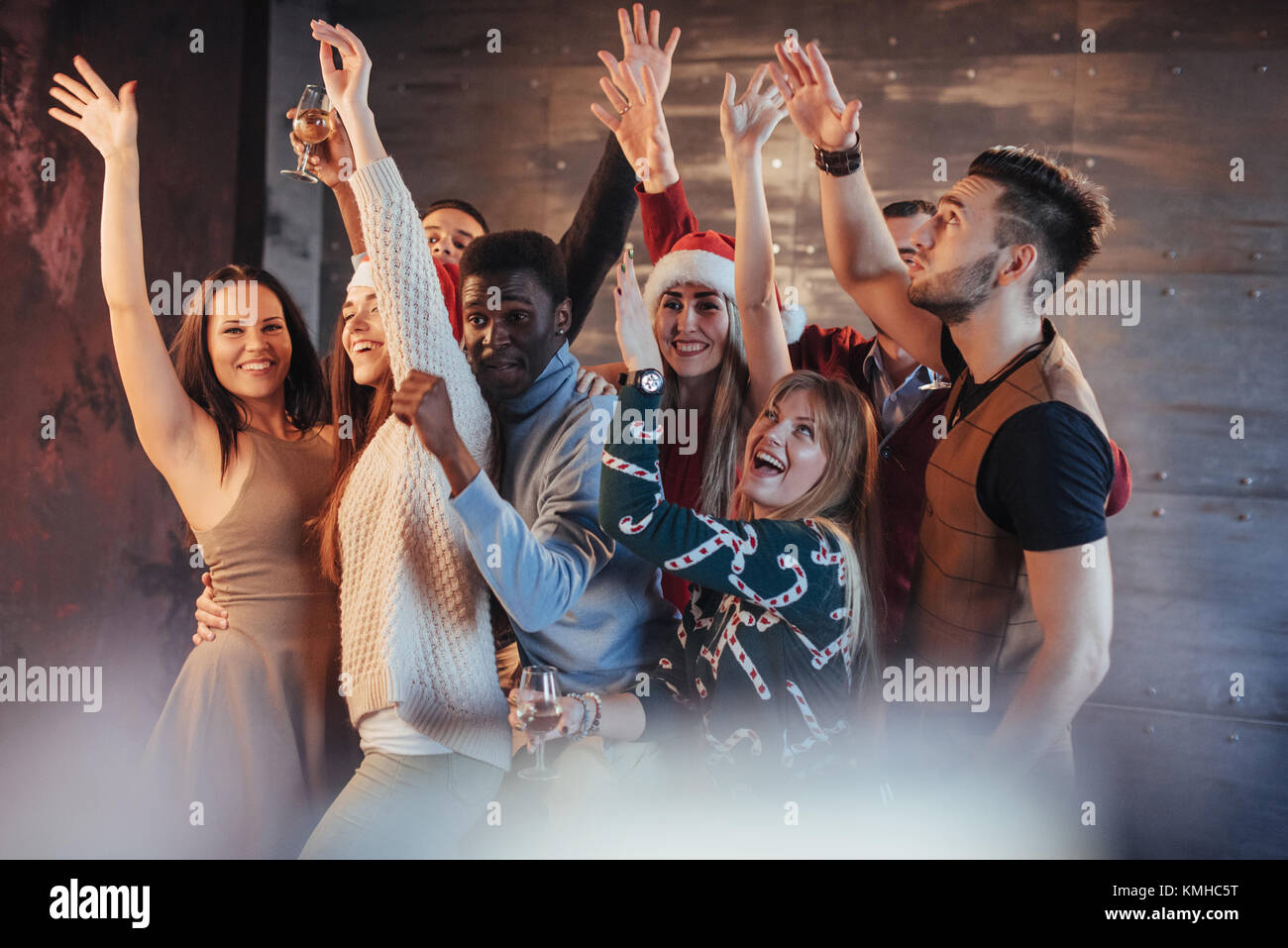 Group men christmas party hat hi-res stock photography and images - Alamy