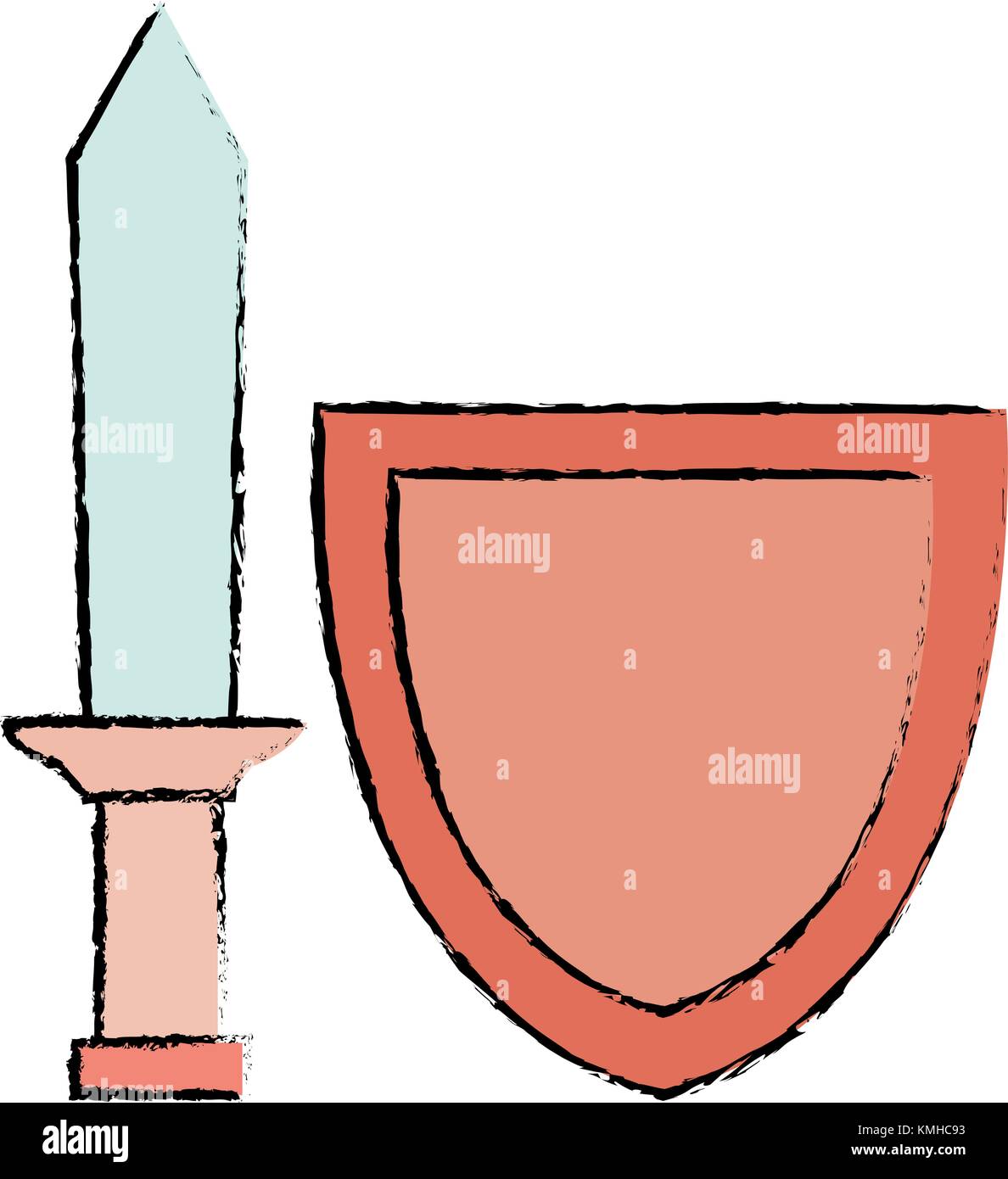 shield with warrior sword vector illustration design Stock Vector Image ...