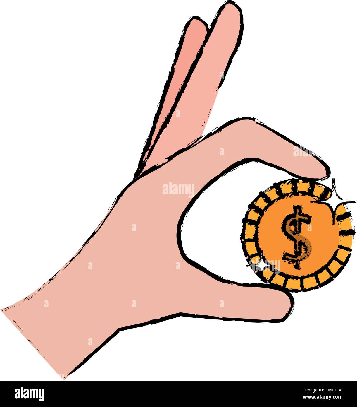 hand with coin money vector illustration design Stock Vector Image ...