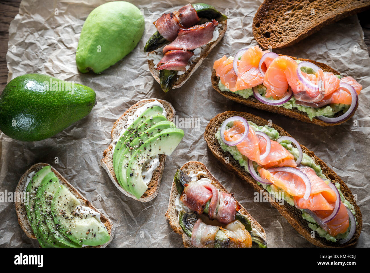 Avocado toast with toppings hi-res stock photography and images - Alamy