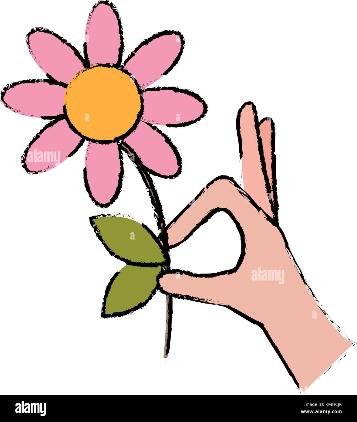 hand with beautiful flower vector illustration design Stock Vector ...