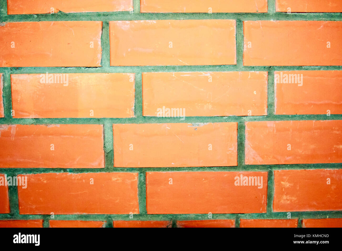 Wall of new red silicate brick background Stock Photo - Alamy