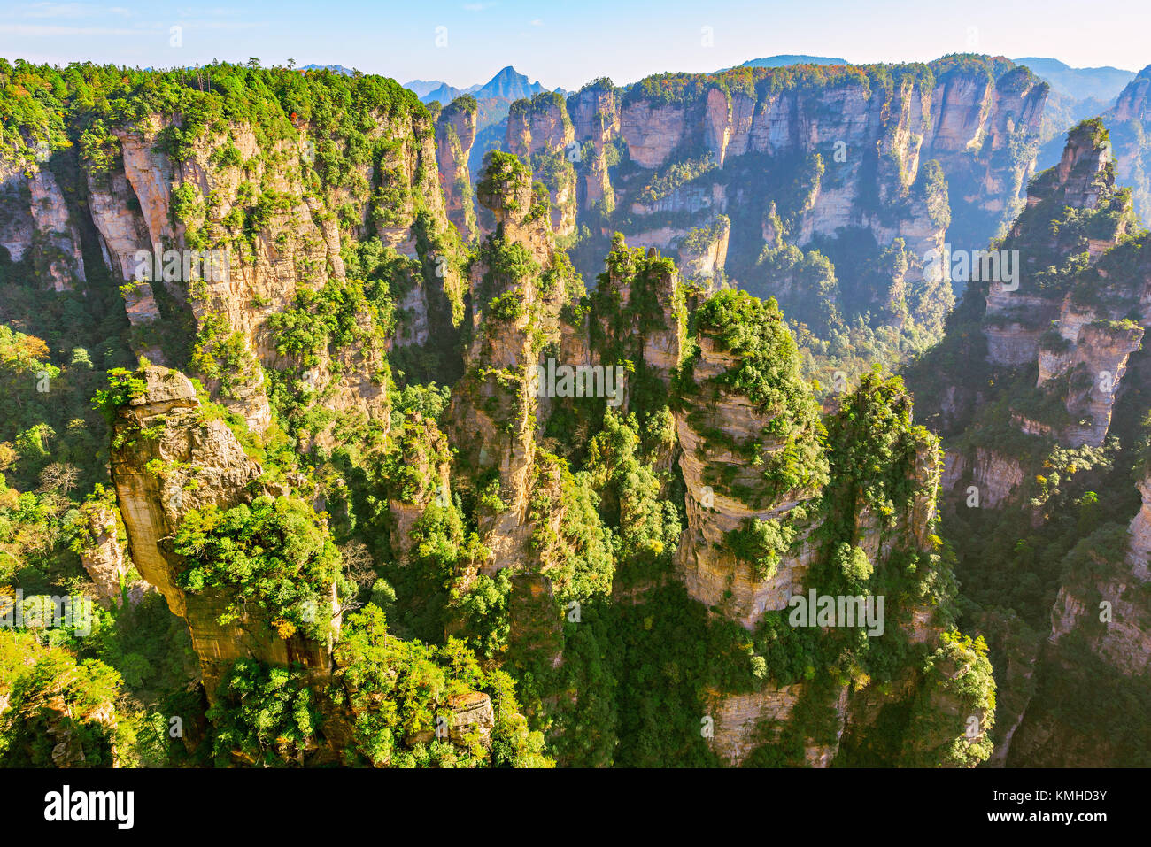 Colorful cliffs in Zhangjiajie Forest Park at sunset time. China Stock ...