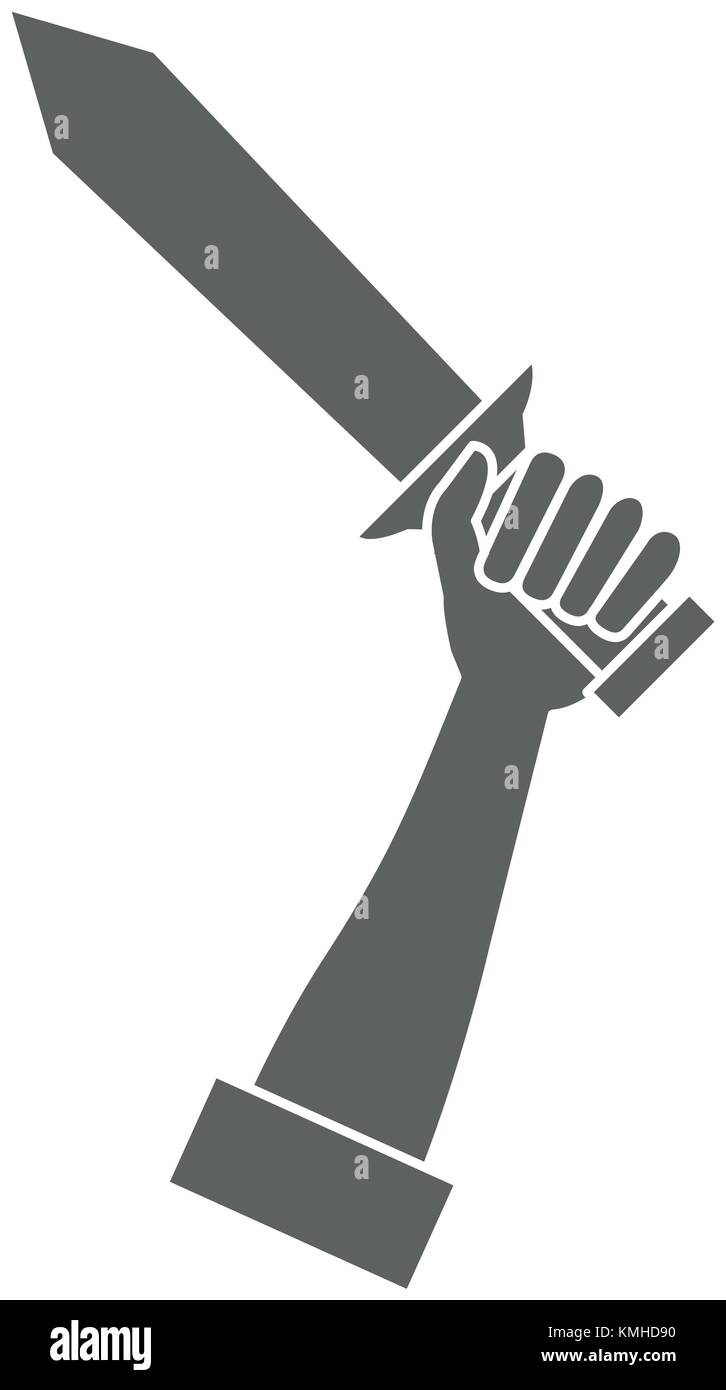 hand whit warrior sword vector illustration design Stock Vector Image ...
