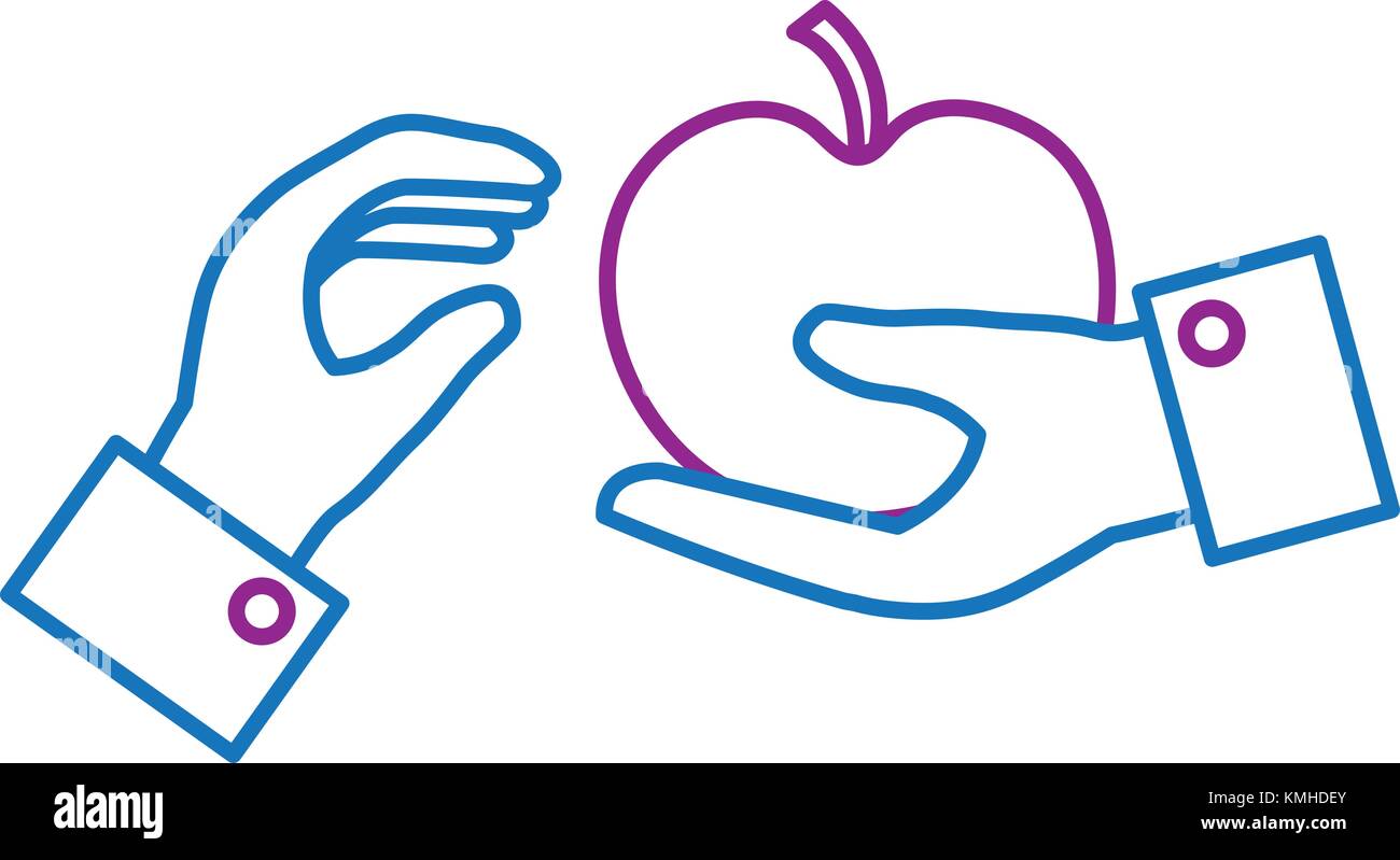 hand with apple fresh vector illustration design Stock Vector Image ...