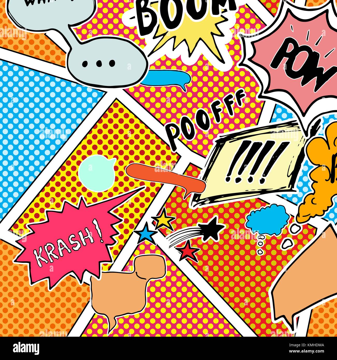 Seamless pattern background with handdrawn comic book speech bubbles ...