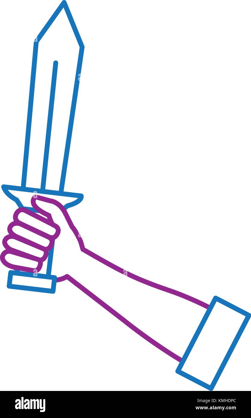 hand whit warrior sword vector illustration design Stock Vector Image ...