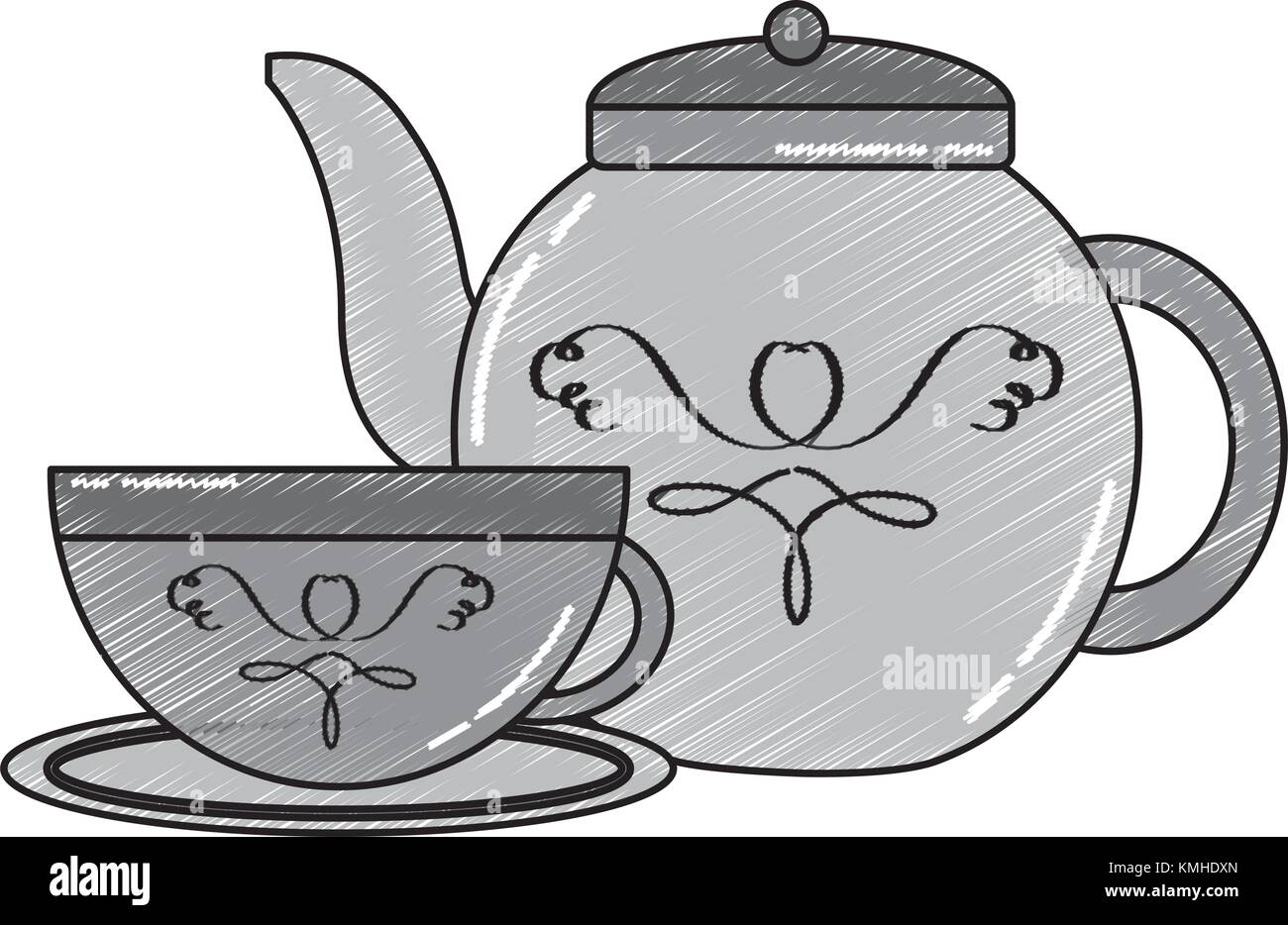 Teapot porcelain lemon mint Stock Vector Images - Alamy